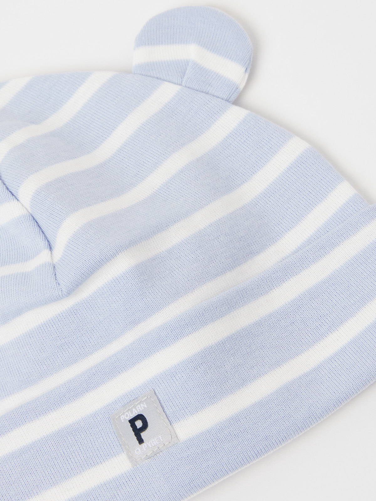 Mössa med öron randig - Ljusblå